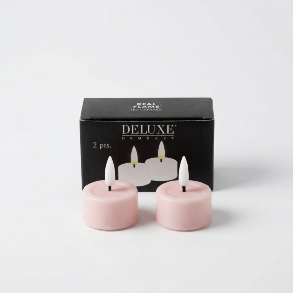 Deluxe LED Fyrfadslys Rosa – Real Flame LED Lys Ø4 × 4,5 cm - Thomsons